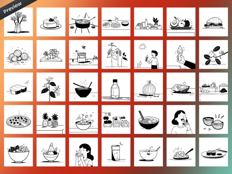 Food and Drinks SVG Bundle | 75 Vector Graphics of Desserts, Beverages ...