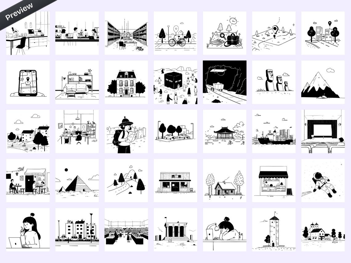 Places SVG Bundle | 75 Landmark & Building Vector Graphics | Office ...