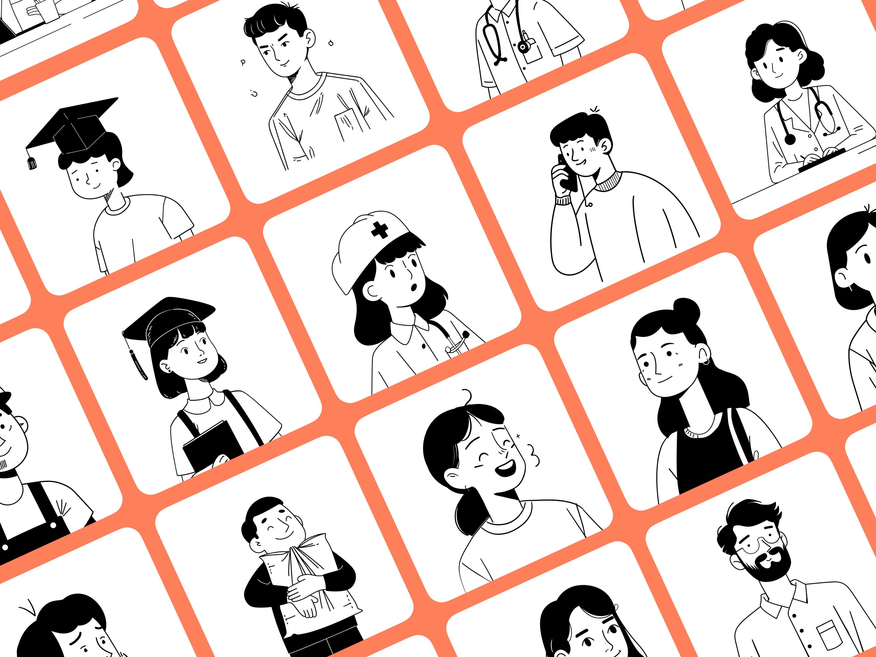 Avatar Vector Illustration Bundle | 75 Unique Avatar Graphics | User ...