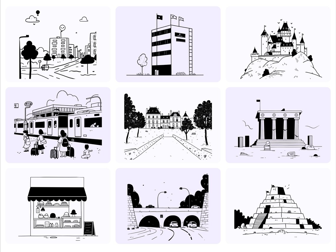 Places SVG Bundle | 75 Landmark & Building Vector Graphics | Office ...