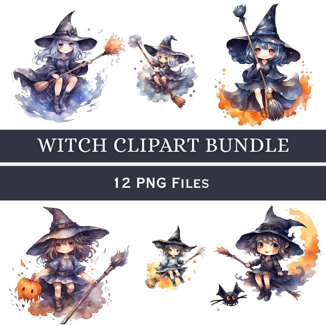 Halloween Witch PNG Bundle | Girl Clipart Pack | Magical Character ...