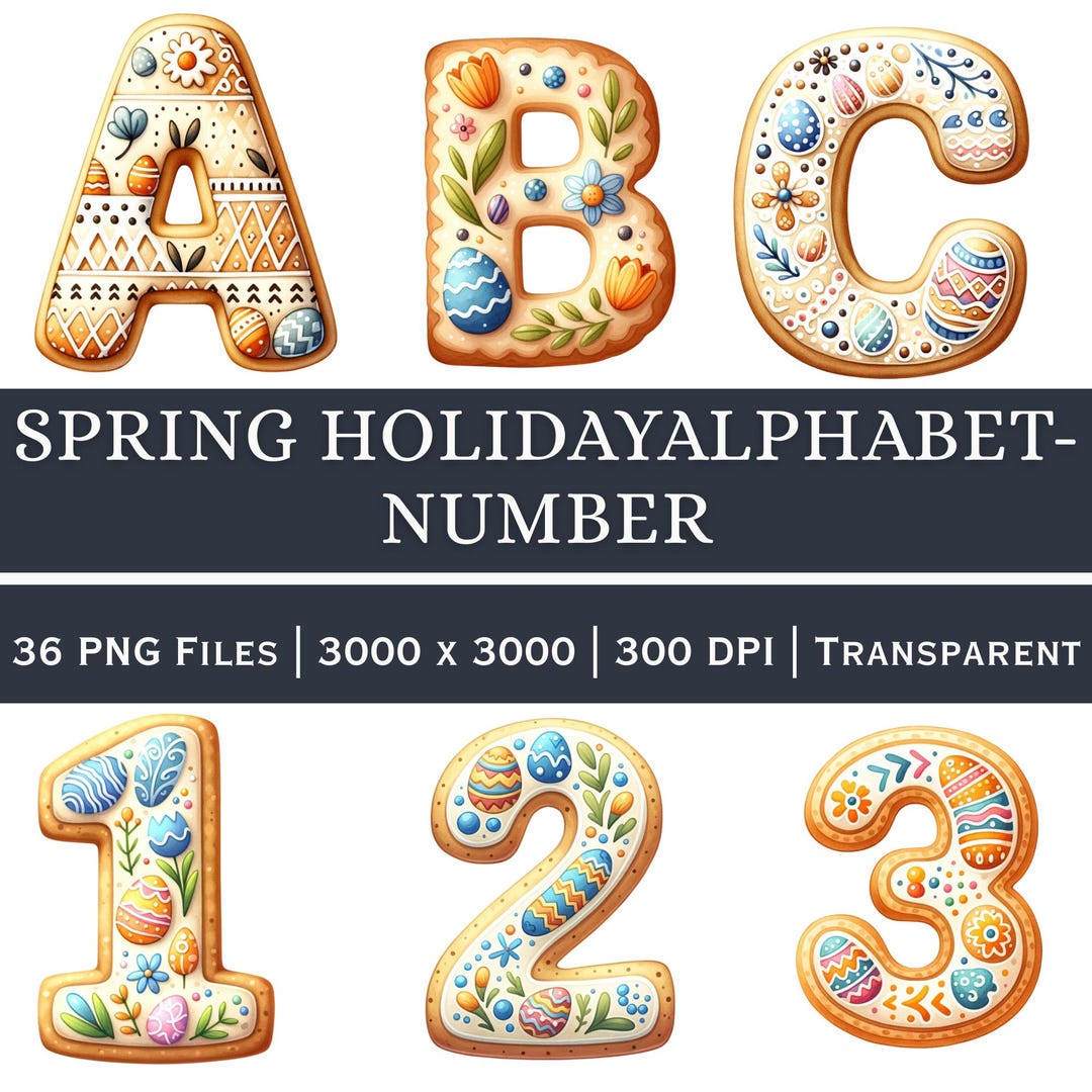 Easter Egg Alphabet PNG | Spring Holiday Letters & Numbers (digital ...