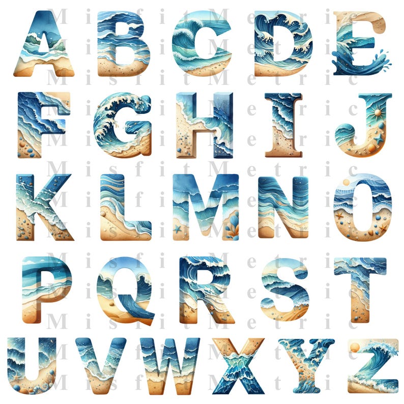 Ocean Alphabet PNG – Sea Life Letters, Summer Learning (digital ...