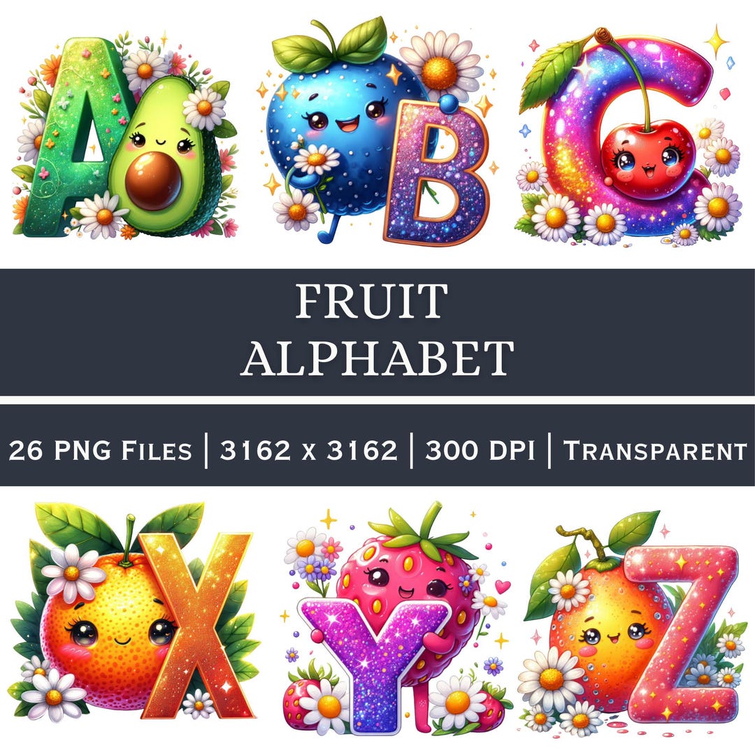 Fruit Alphabet PNG Clipart – A-Z Learning Decor (digital Download) - Etsy