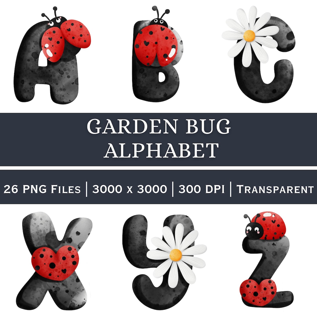 Bug Alphabet PNG – Garden Insect Letters, Nursery Decor (digital ...