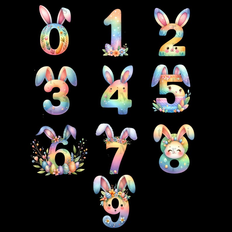 Bunny Ear Easter Alphabet PNG | Spring Learning Numbers (digital ...