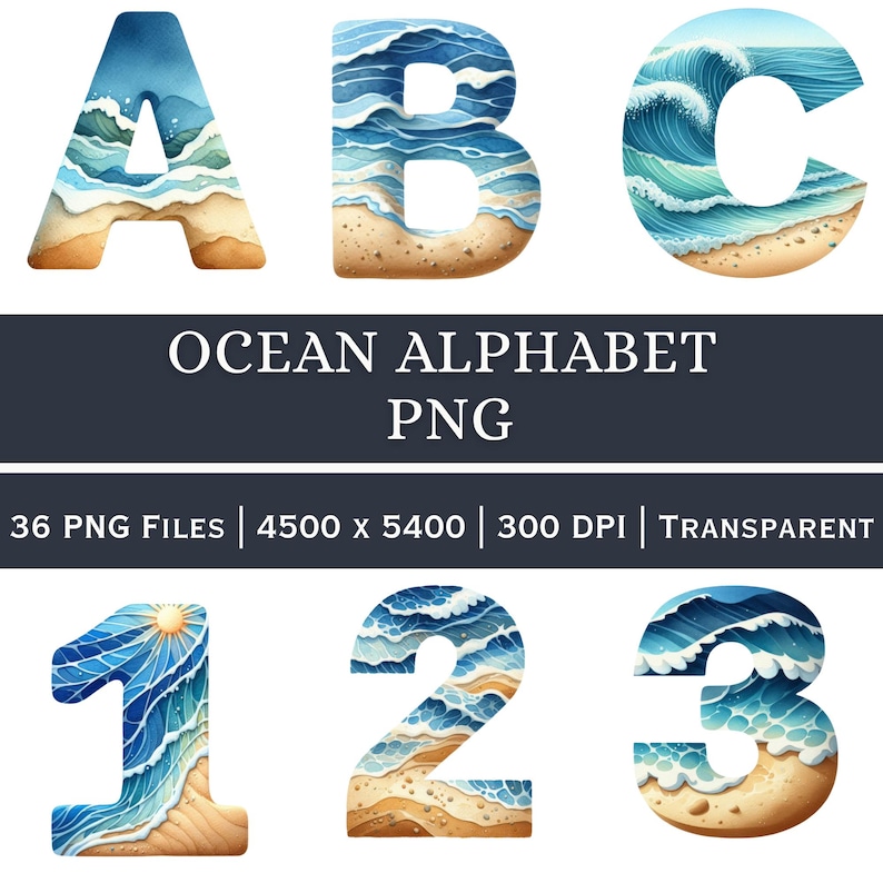 Ocean Alphabet PNG – Sea Life Letters, Summer Learning (digital ...