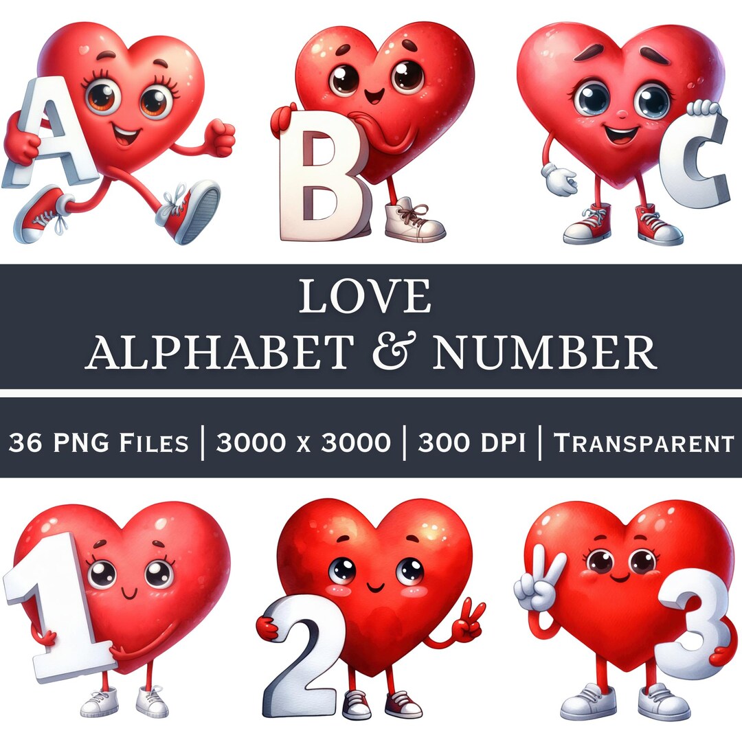 Love Heart Alphabet PNG – Valentine Digital Download - Etsy