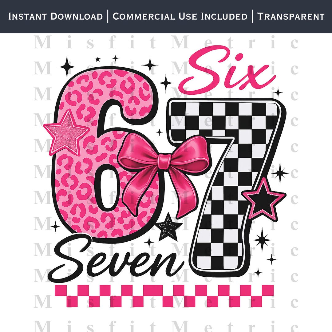 Retro 67 Number PNG | Pink Leopard, Checkered Birthday Design (digital ...