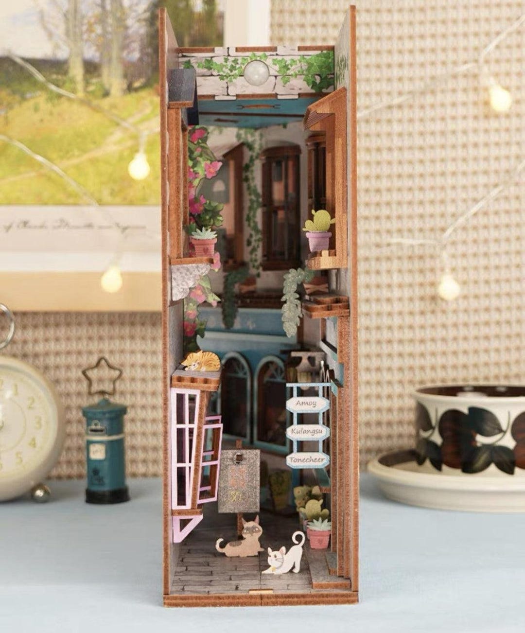 Romantic Island Book Nook DIY Kit – Wooden Miniature Book Scenery Shelf ...