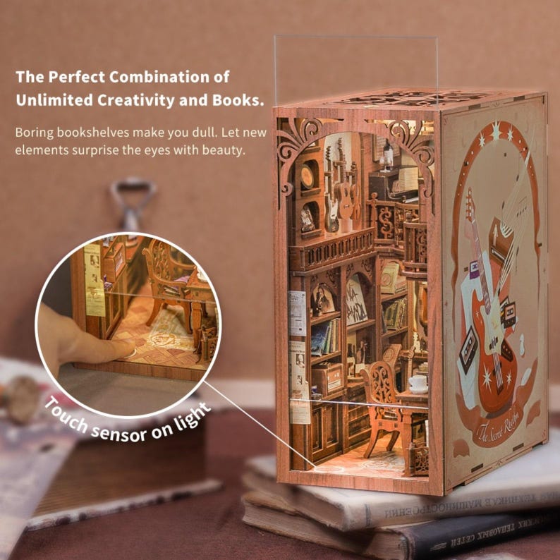 Secret Rhythm Book Nook Kit | DIY Miniature Bookshelf Insert With LED ...