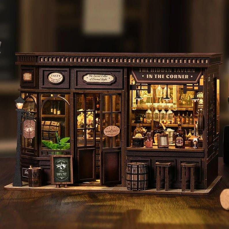 DIY Miniature Tavern Dollhouse Kit: Wine Shop, Night Inn - Holiday ...