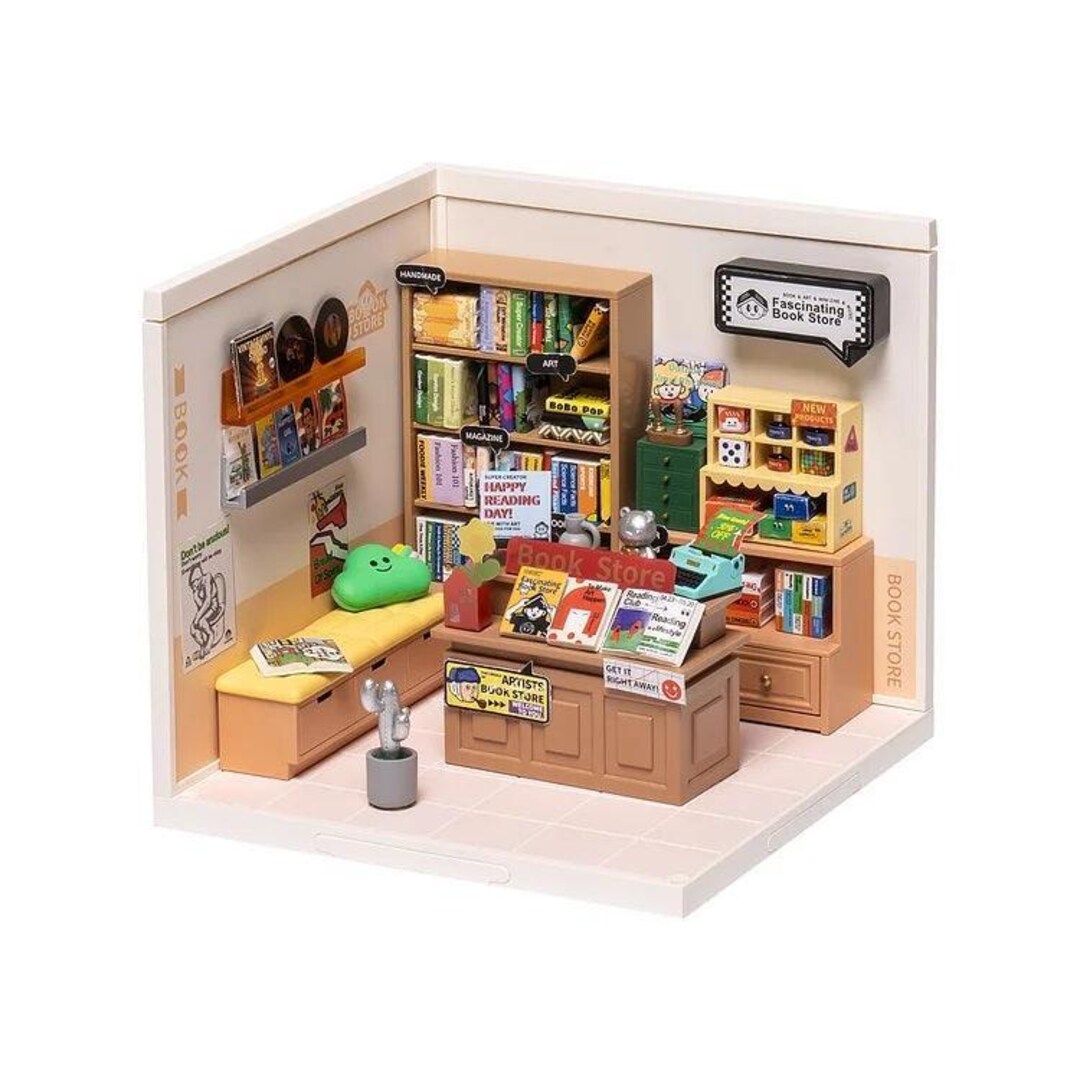 Fascinating Book Store Miniature DIY Dollhouse Kits Book Shop Dollhouse ...