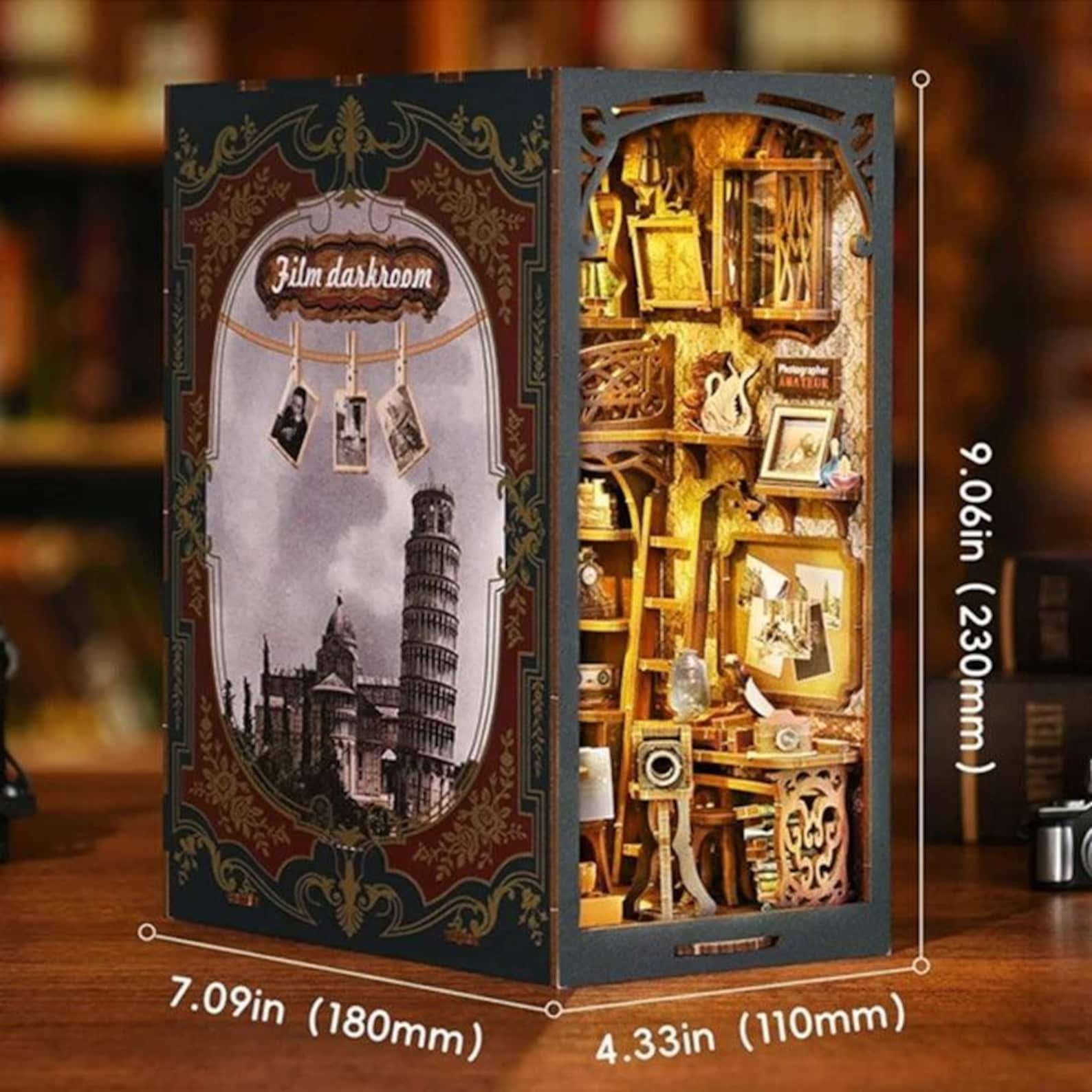 DIY Book Nook Kit Film Darkroom Dioramas Book Shelf Insert Book Scenery ...