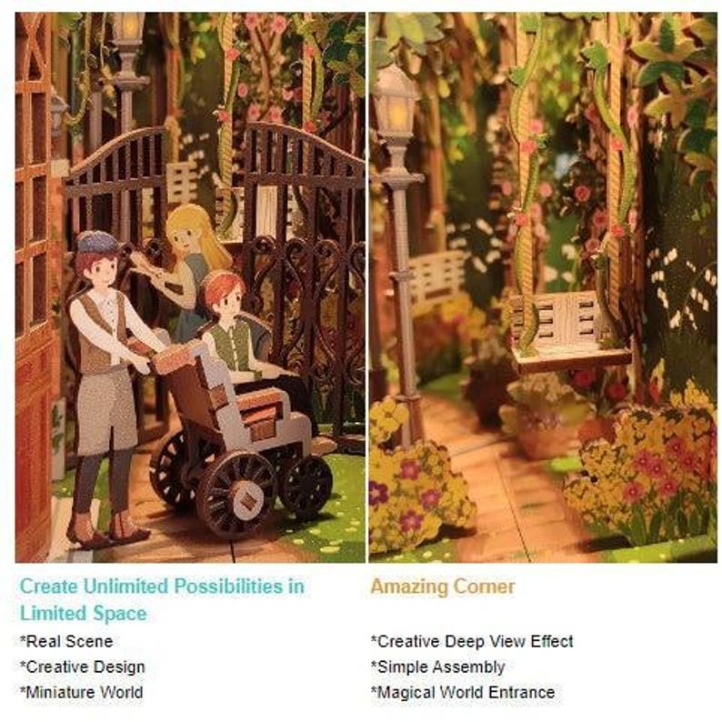 Secret Garden Book Nook - DIY Book Nook Kits Monet's Garden Book Shelf ...