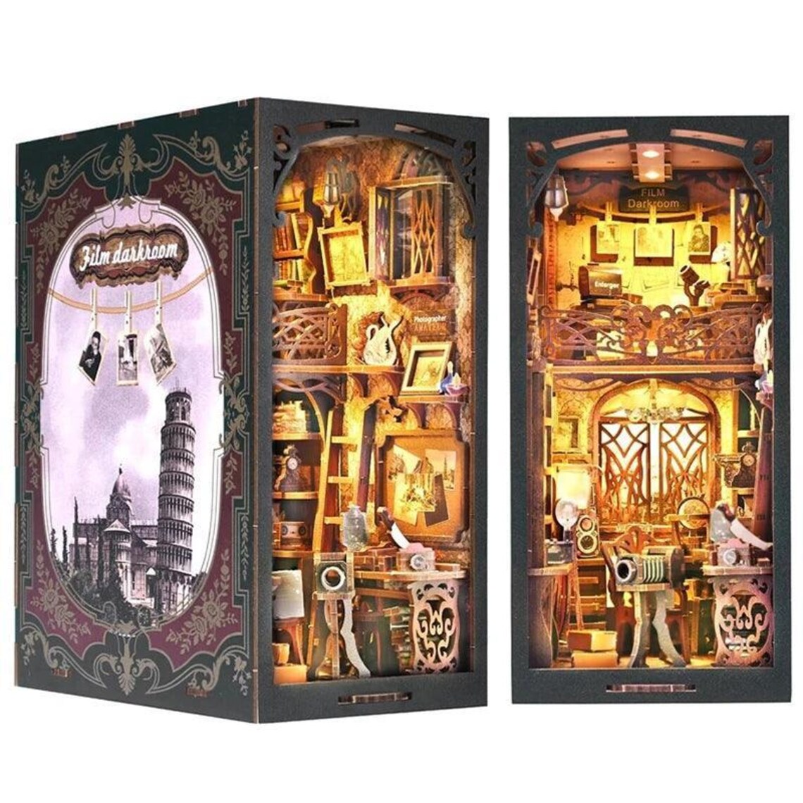 DIY Book Nook Kit Film Darkroom Dioramas Book Shelf Insert Book Scenery ...