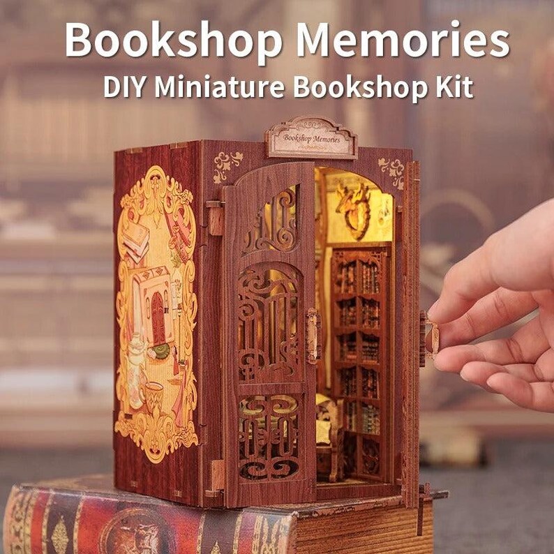 Bookshop Memories DIY Book Nook Kit Library Book Shelf Insert ...