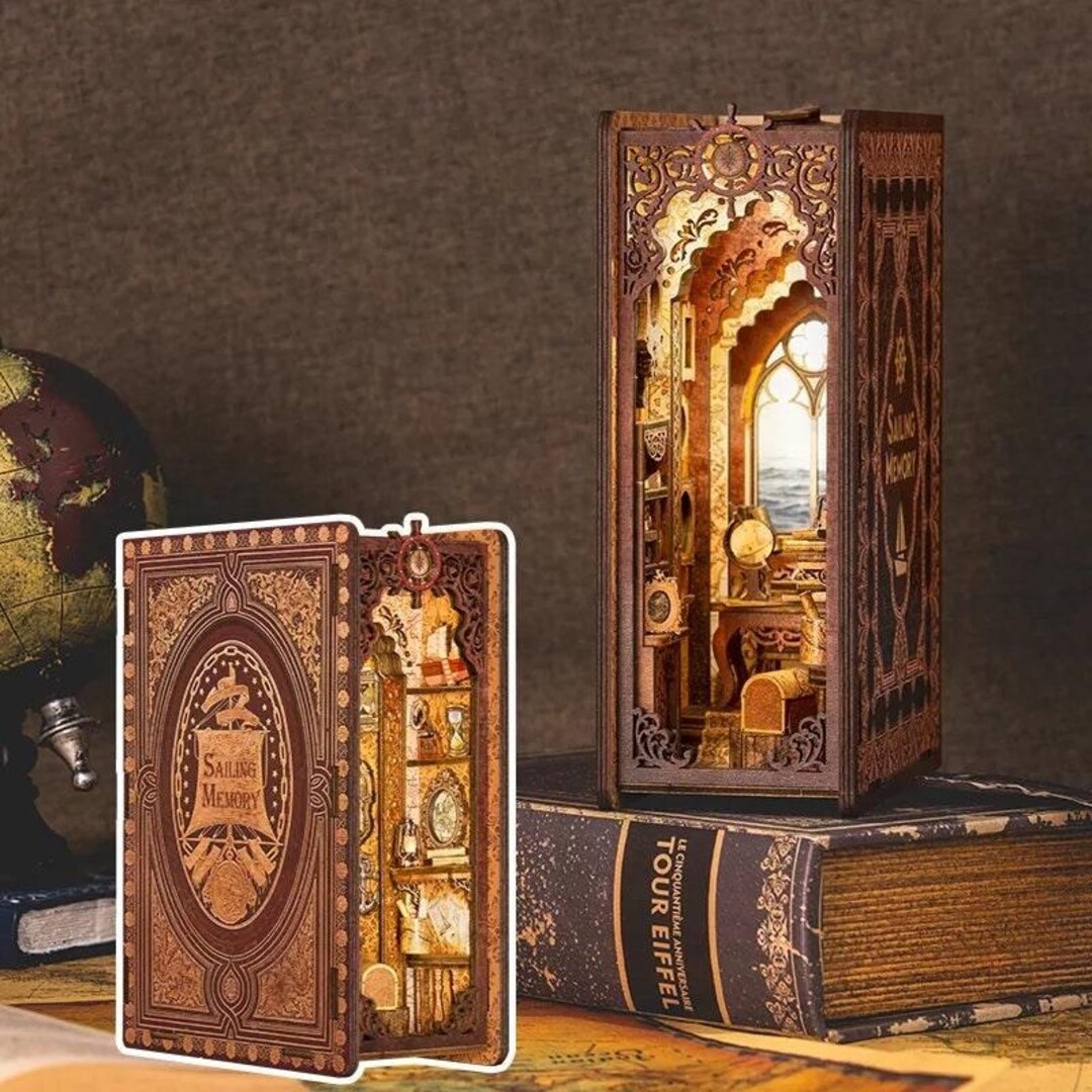 Sailing Memory Book Nook DIY Book Nook Kits Book Doll House Book Shelf ...