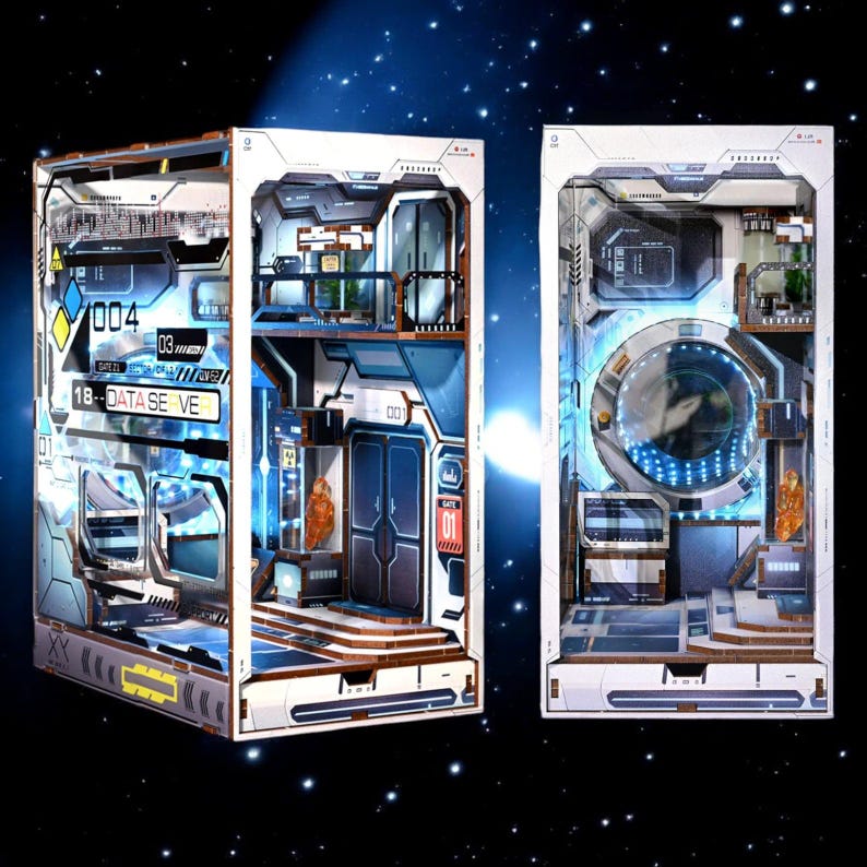 Alien Hub Sci-fi Book Nook Kit | Cyberpunk City DIY Miniature Bookshelf ...