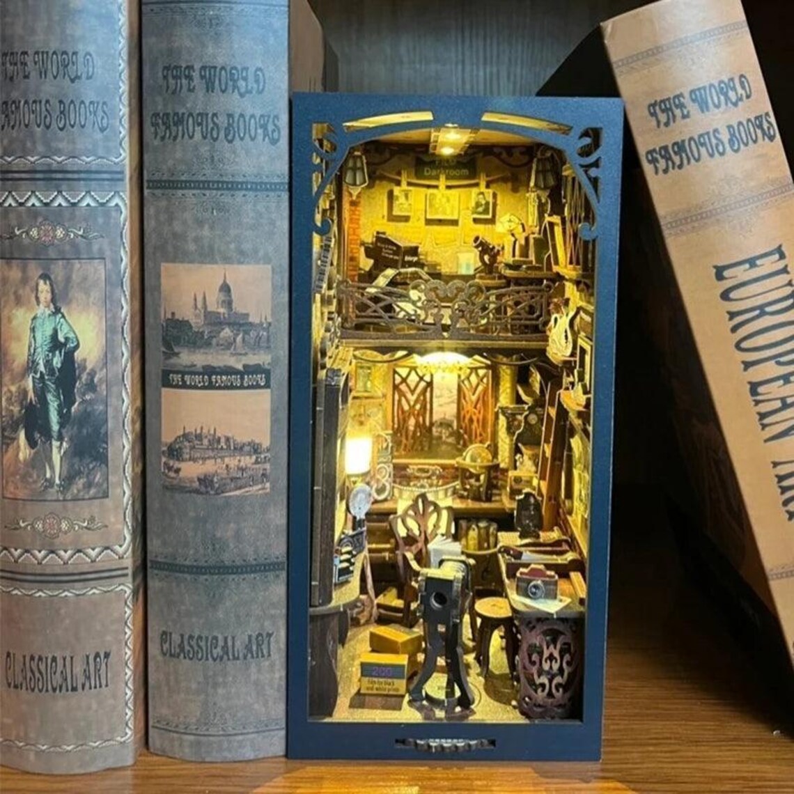 DIY Book Nook Kit Film Darkroom Dioramas Book Shelf Insert Book Scenery ...