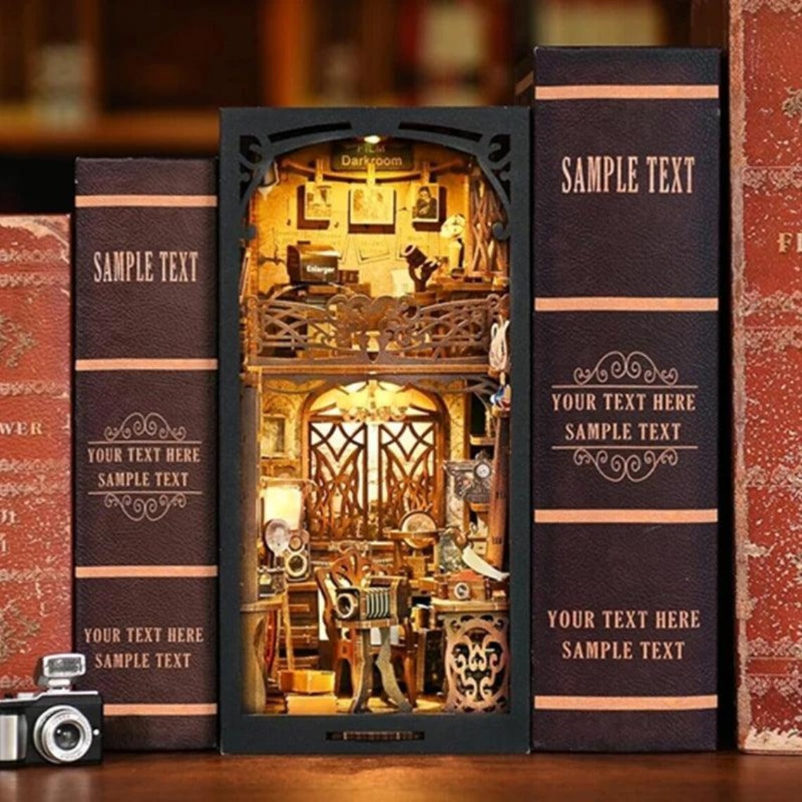DIY Book Nook Kit Film Darkroom Dioramas Book Shelf Insert Book Scenery ...