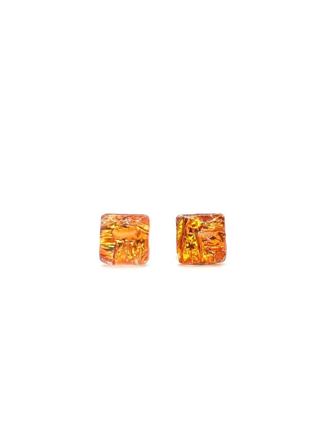 Metallic Orange Square Studs Made From Hand With Surgical Steel Posts ...