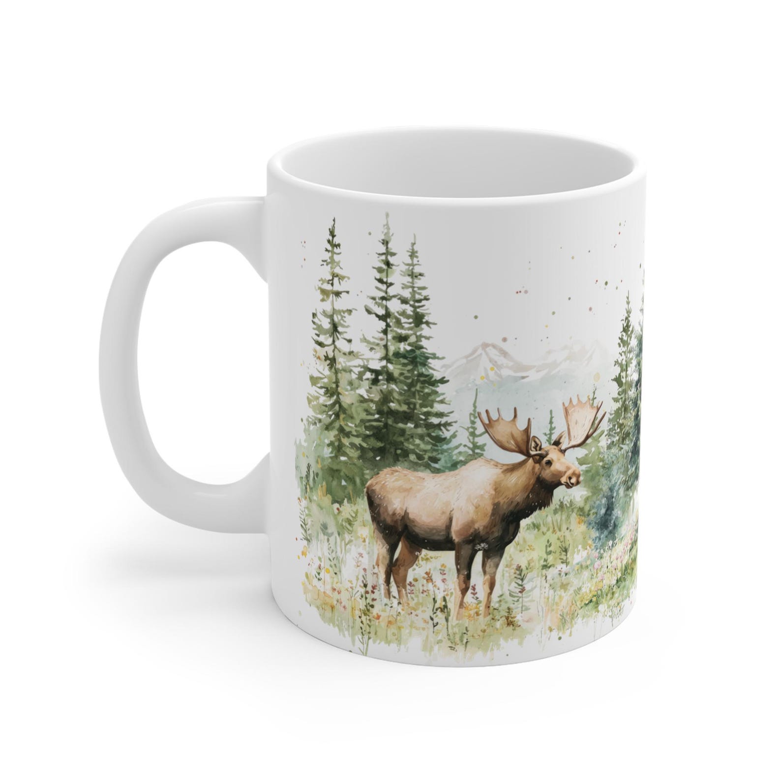 Wildflower Moose Mug, Nature Lover Coffee Cup, Forest Animal Tea Mug ...