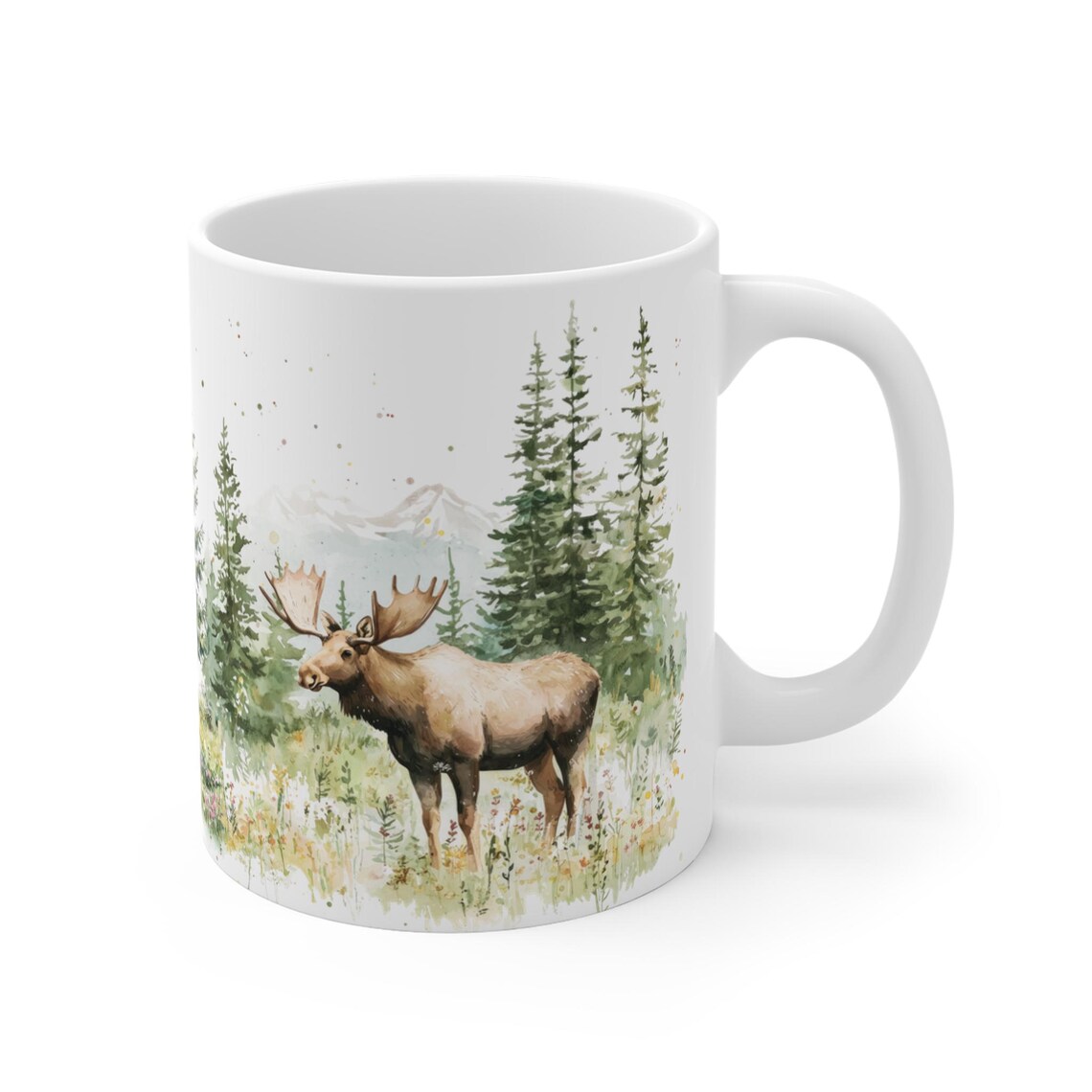 Wildflower Moose Mug, Nature Lover Coffee Cup, Forest Animal Tea Mug ...
