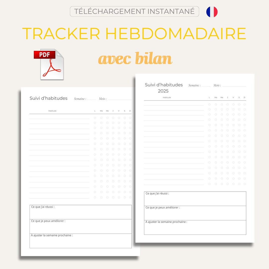 Weekly Vertical Habit Tracker Printable PDF Sheet Routine Tracking and ...