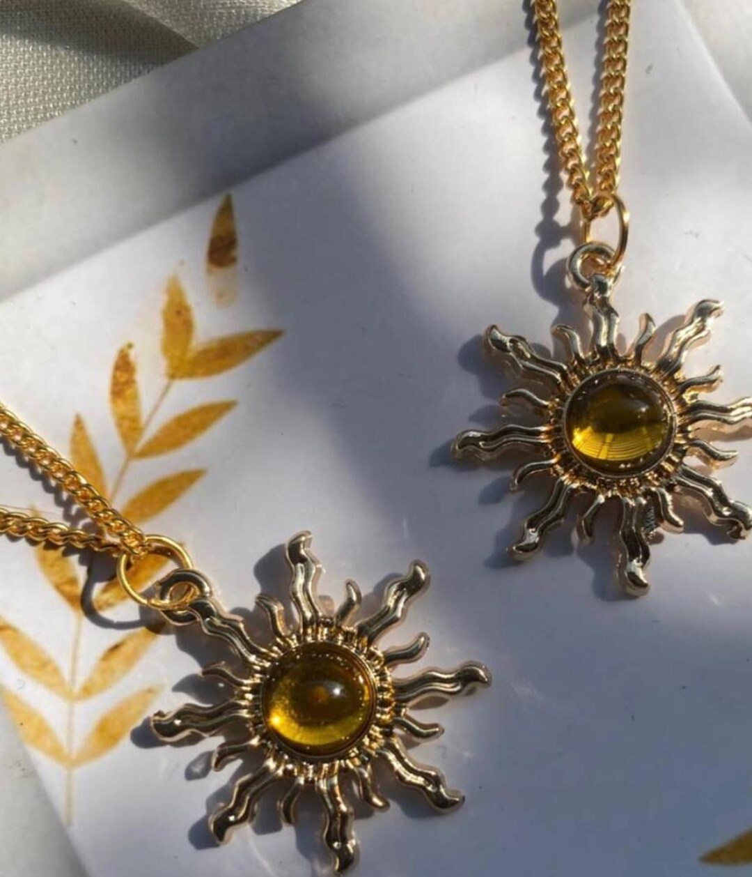 Gold Sun Necklace With Yellow Gemstone - Etsy