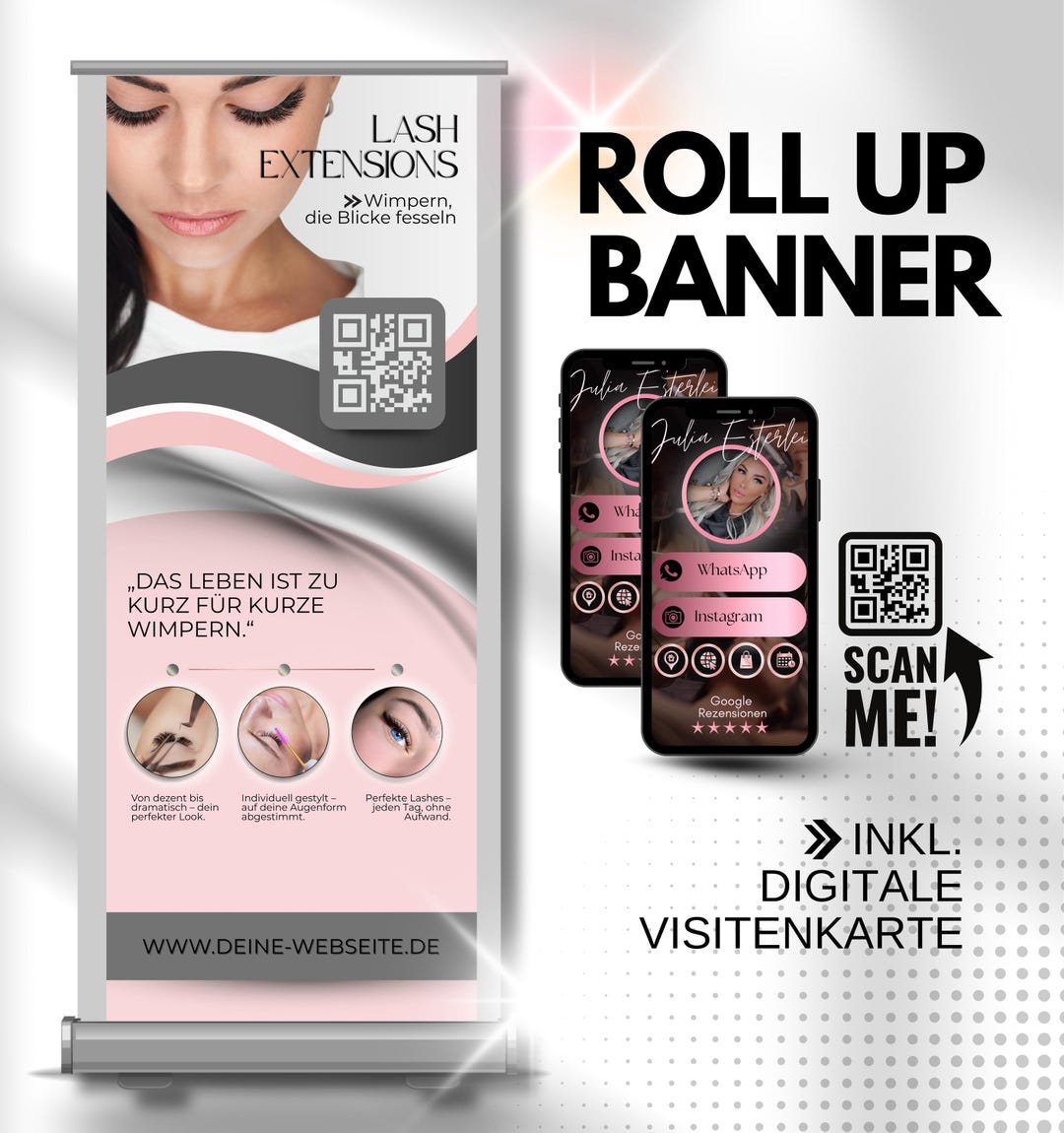 Roll Up Banner Lash Extensions, Wimpernverlängerung ,Digitale ...