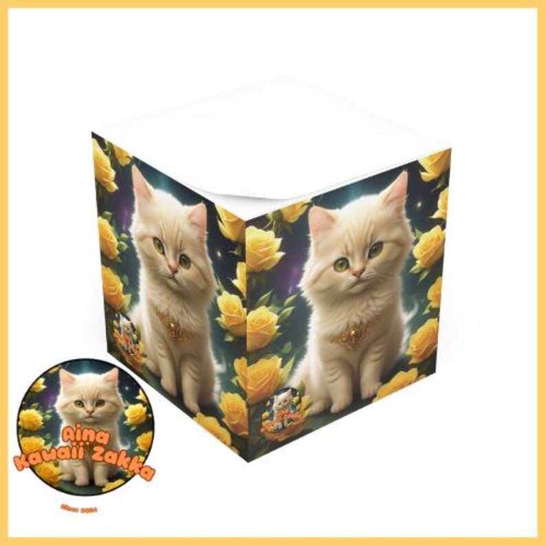 Kawaii Cat 1 Note Cube Cat Themed Stationery,kitten Memo Cube,custom ...