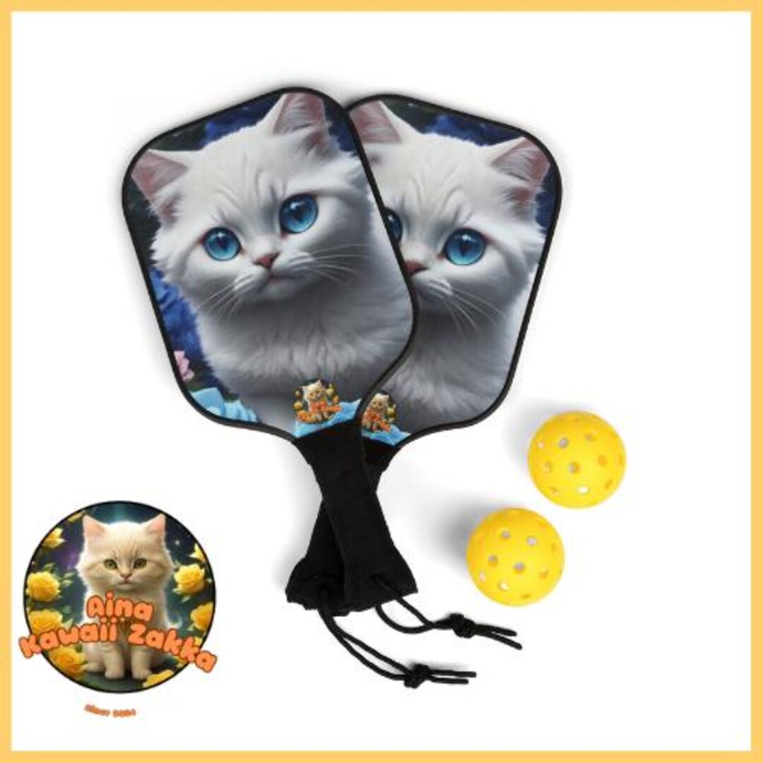 Kawaii Cat 2 Pickleball Kit Cat-themed Pickleball Kit,custom Pickleball ...