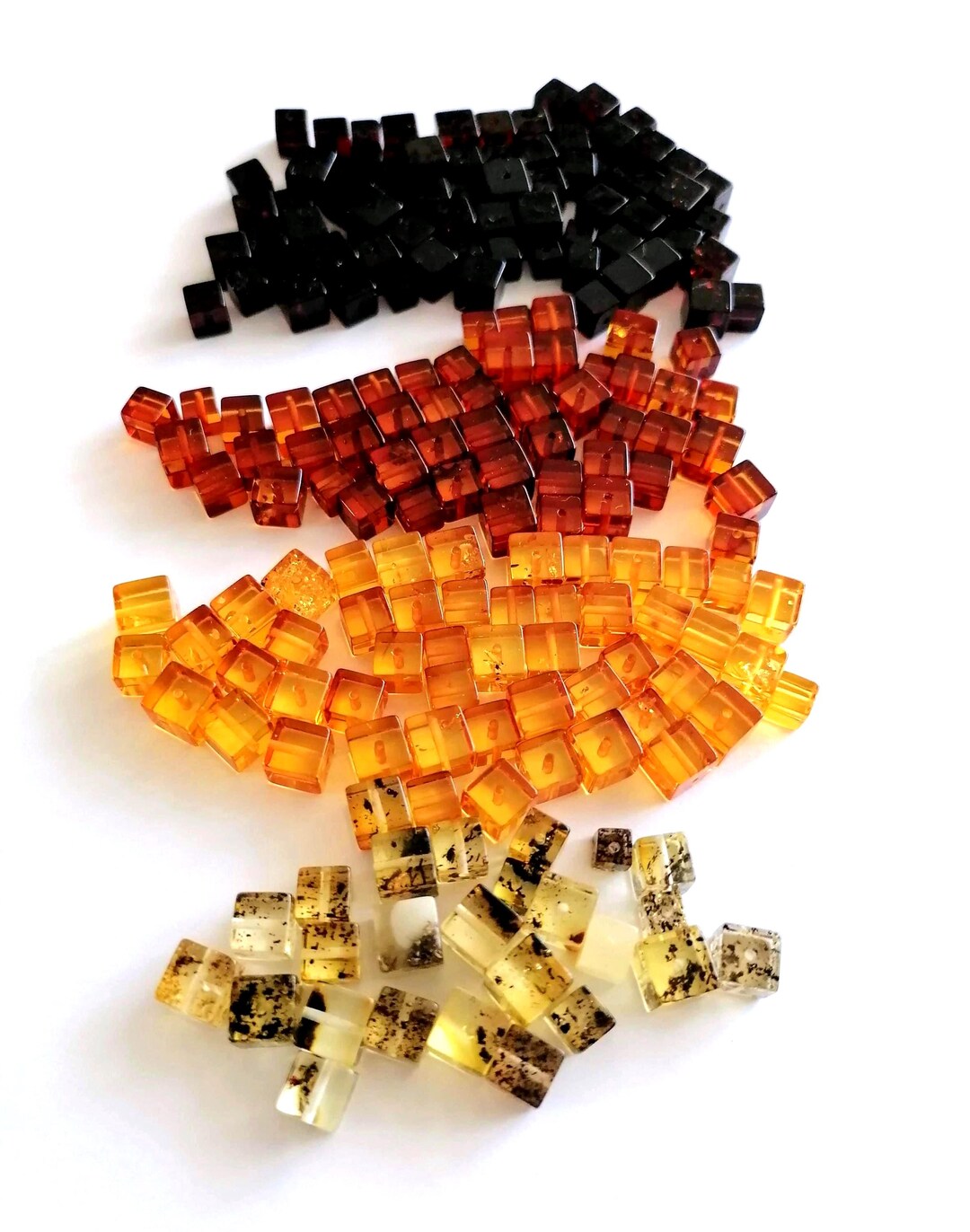 Baltic Amber Cube Beads: Honey Cherry Cognac - Jewelry Supplies, 6 - 7 ...