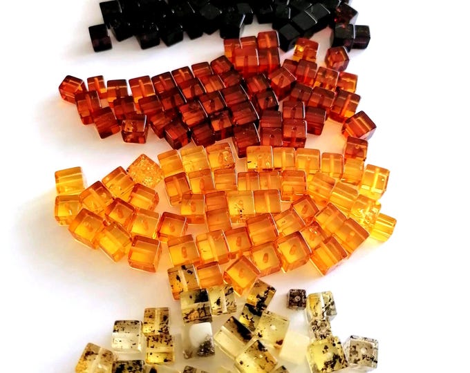 Baltic Amber Cube Beads: Honey Cherry Cognac - Jewelry Supplies, 6 - 7 ...