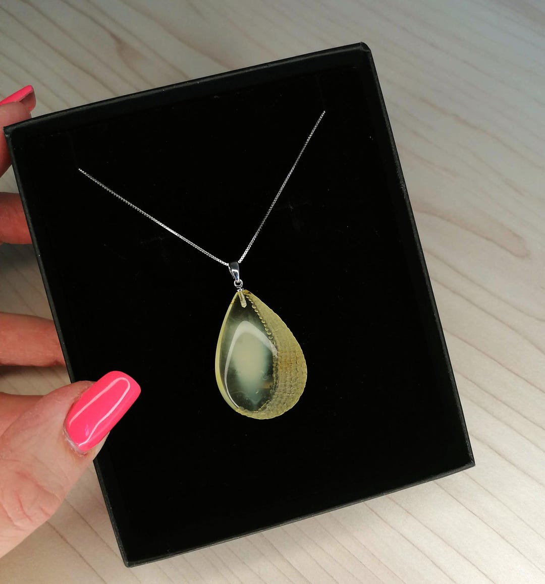 Natural Amber Drop Pendant, Handmade Engraved Amber Necklace, Amber ...