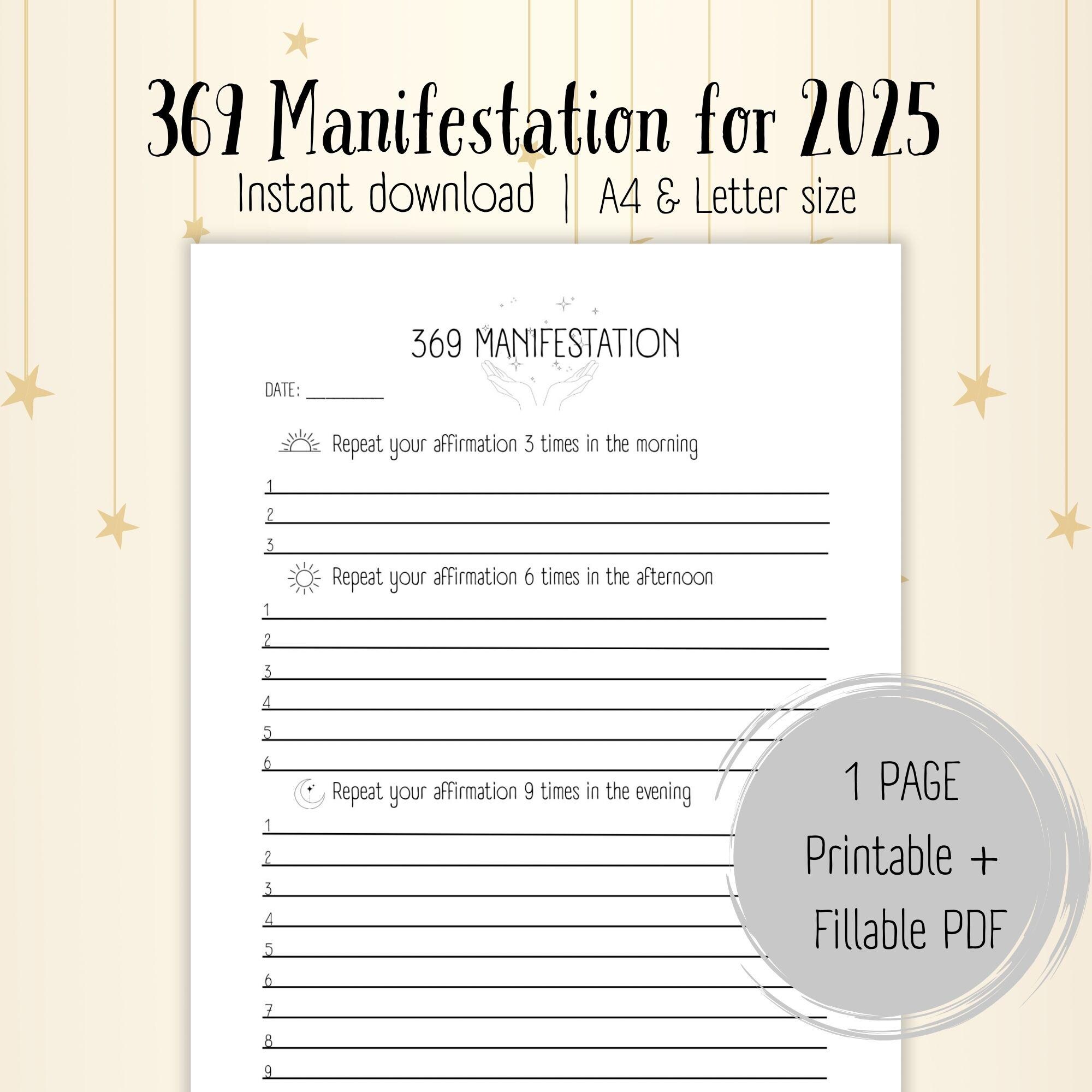 2025 Manifest Daily, 369 Manifest Daily, 369 Manifestation Sheet ...