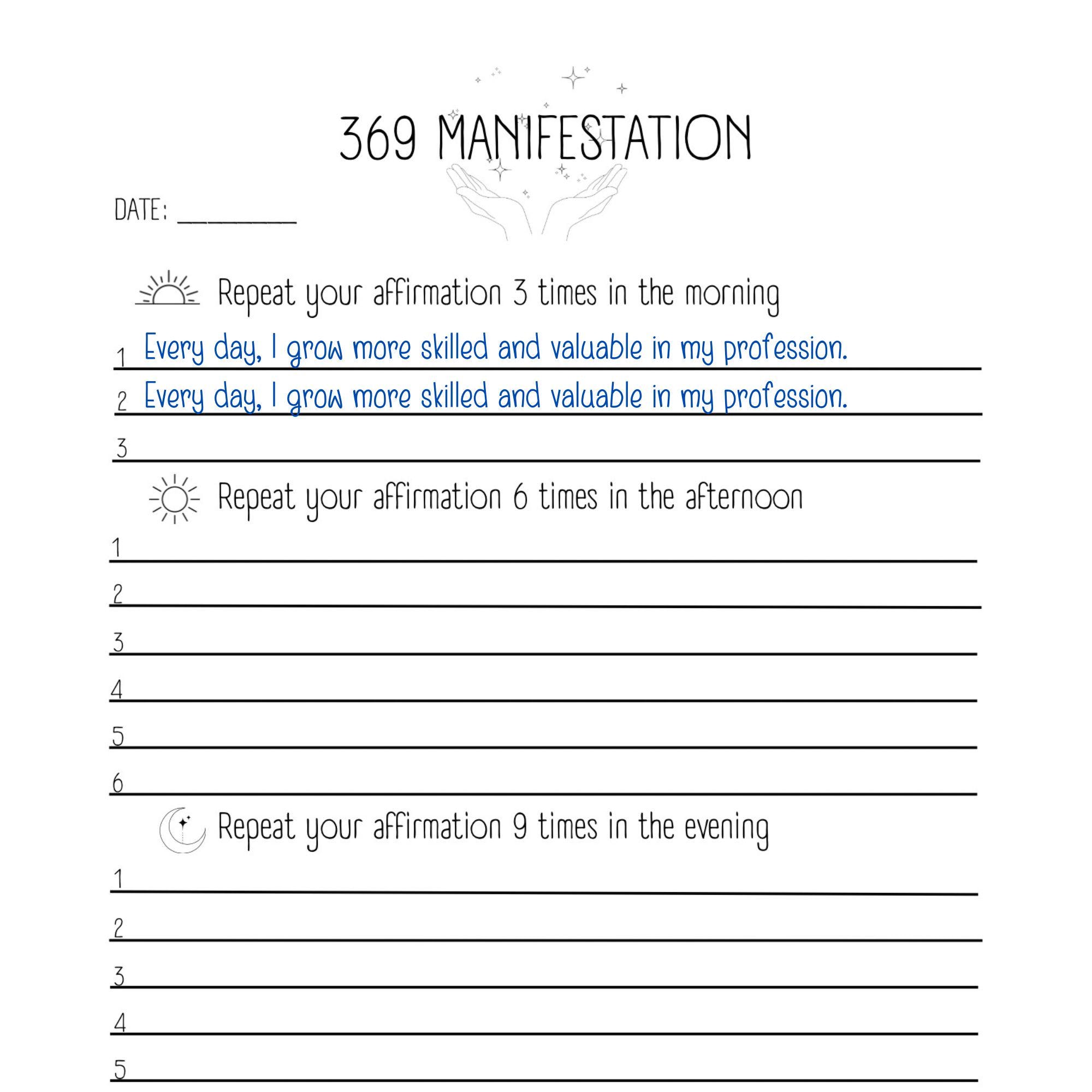 2025 Manifest Daily, 369 Manifest Daily, 369 Manifestation Sheet ...