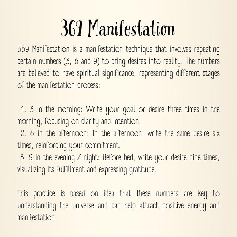 2025 Manifest Daily, 369 Manifest Daily, 369 Manifestation Sheet ...
