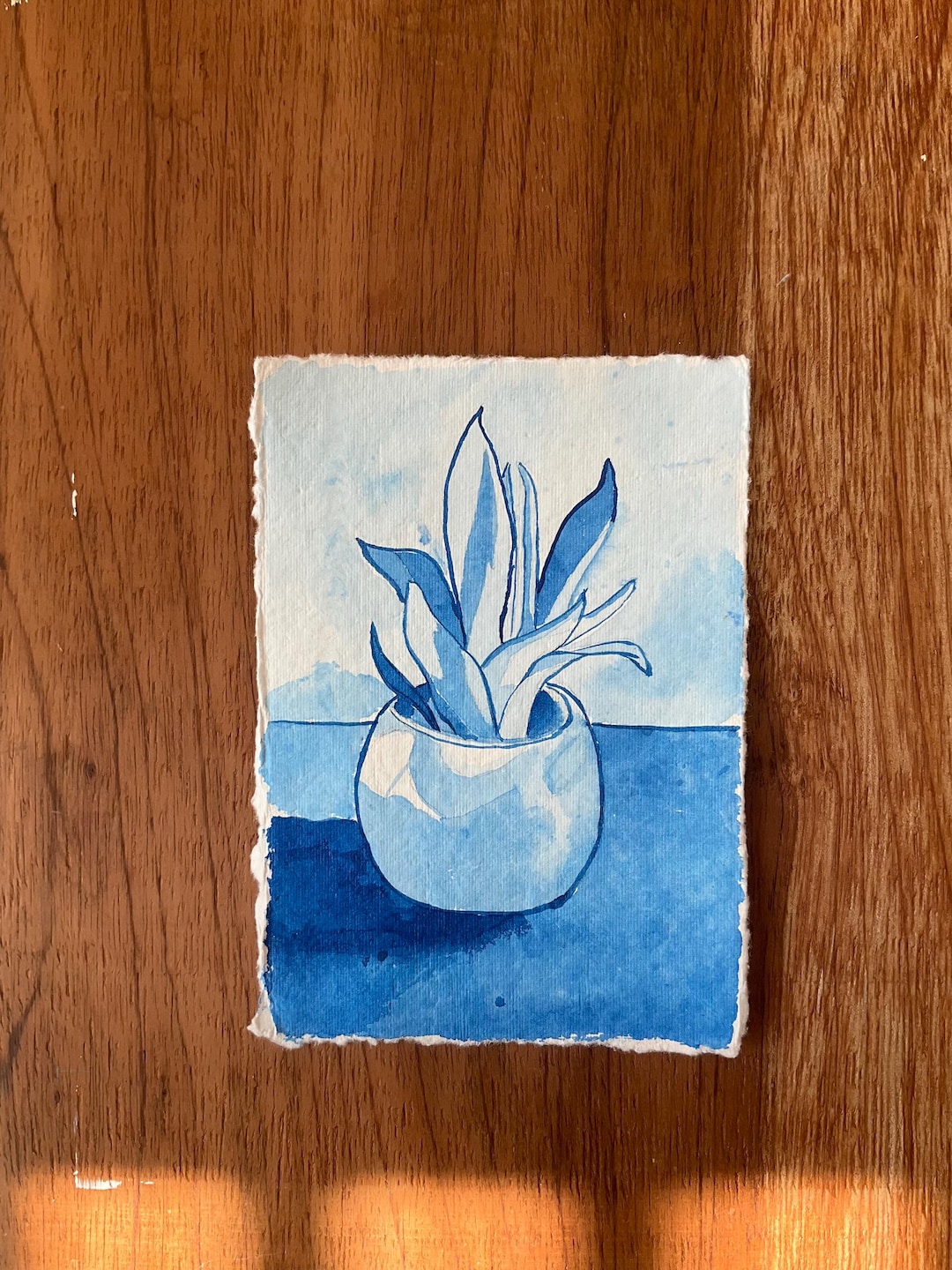 Plant Portrait Ink Drawing, Portraits in Blue Series - Etsy