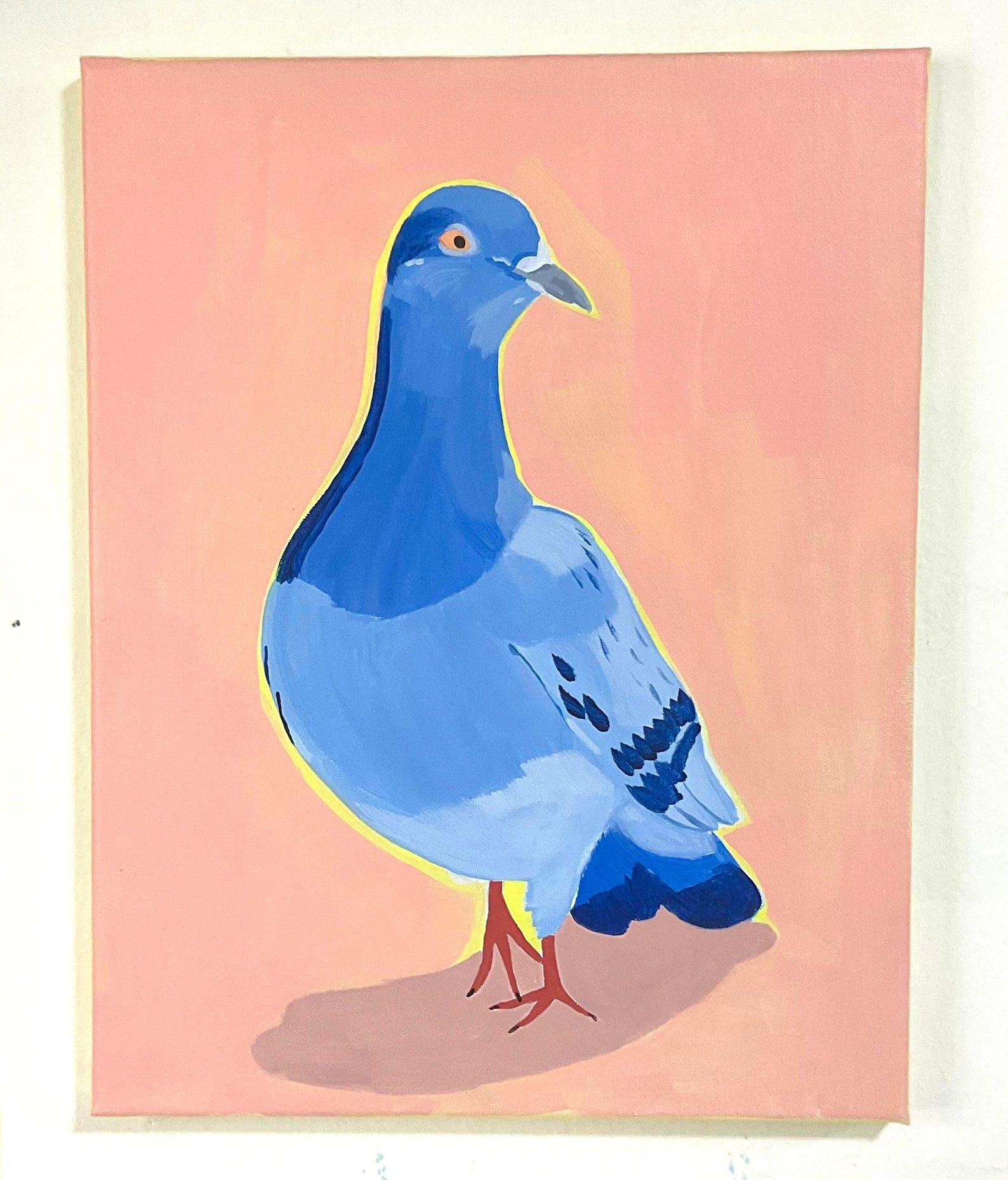 Original Pigeon Portrait Painting: Bird Wall Art, 11x14 Canvas - Etsy