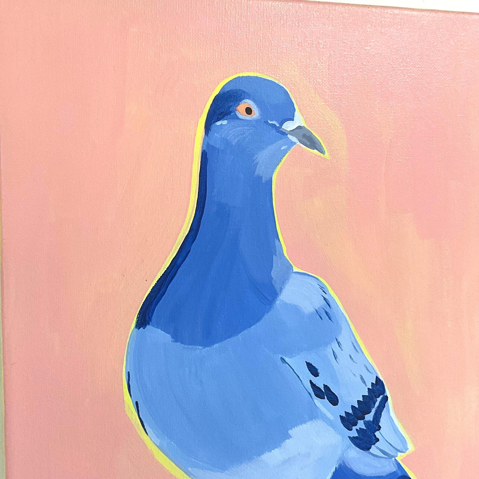 Original Pigeon Portrait Painting: Bird Wall Art, 11x14 Canvas - Etsy