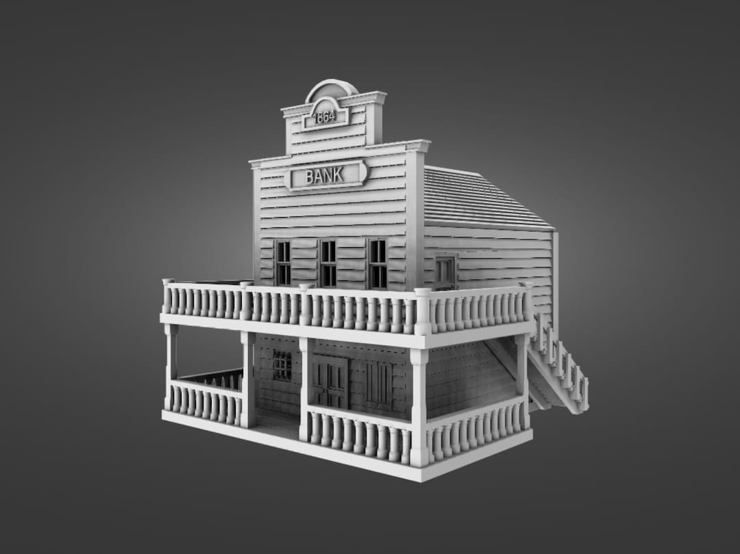 Wild West Bank – STL Files for 3D Printing – Miniature Scenery for ...
