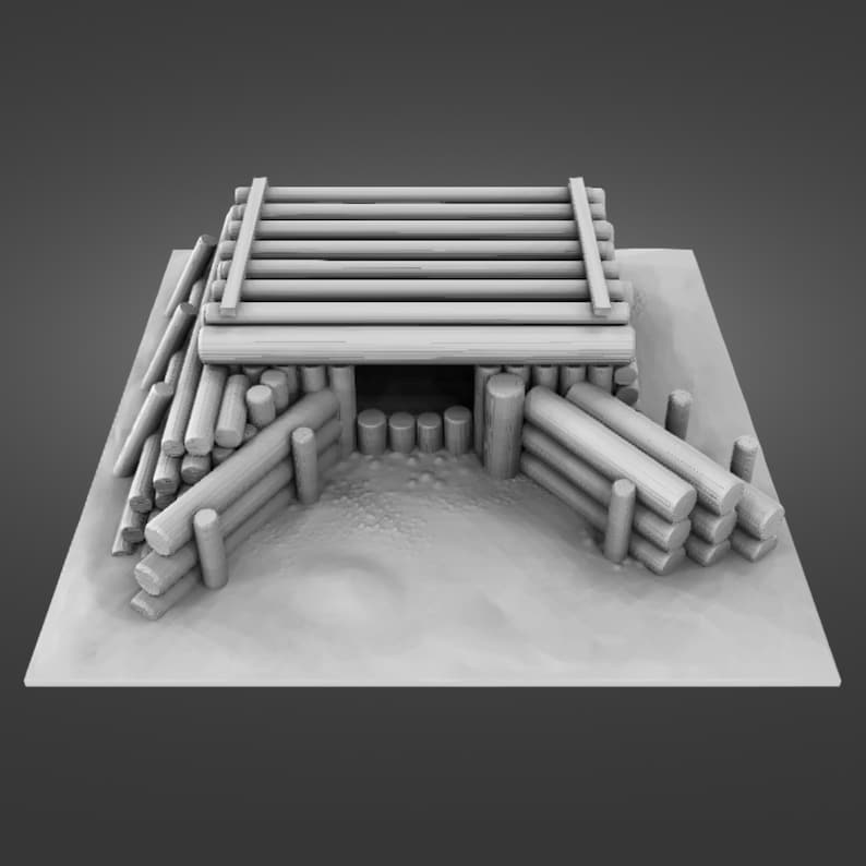 Log Bunker – STL Files for 3D Printing – WW2 Miniature Scenery for ...
