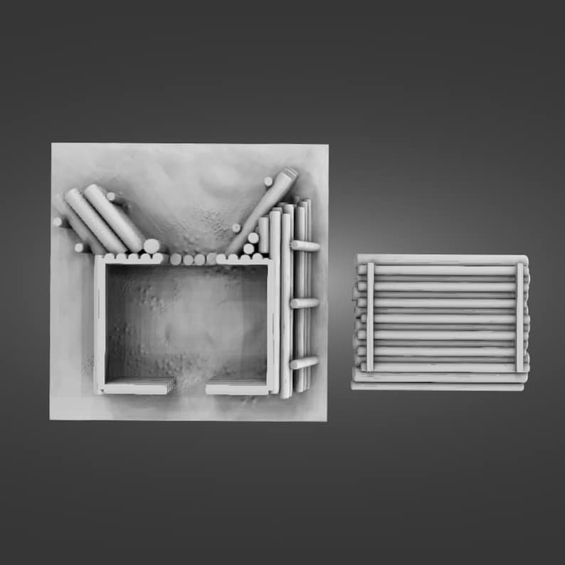 Log Bunker – STL Files for 3D Printing – WW2 Miniature Scenery for ...