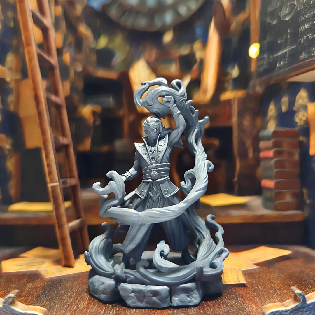 Fire Mage Human Miniature - Dnd Wizard Figurine for Tabletop RPG ...