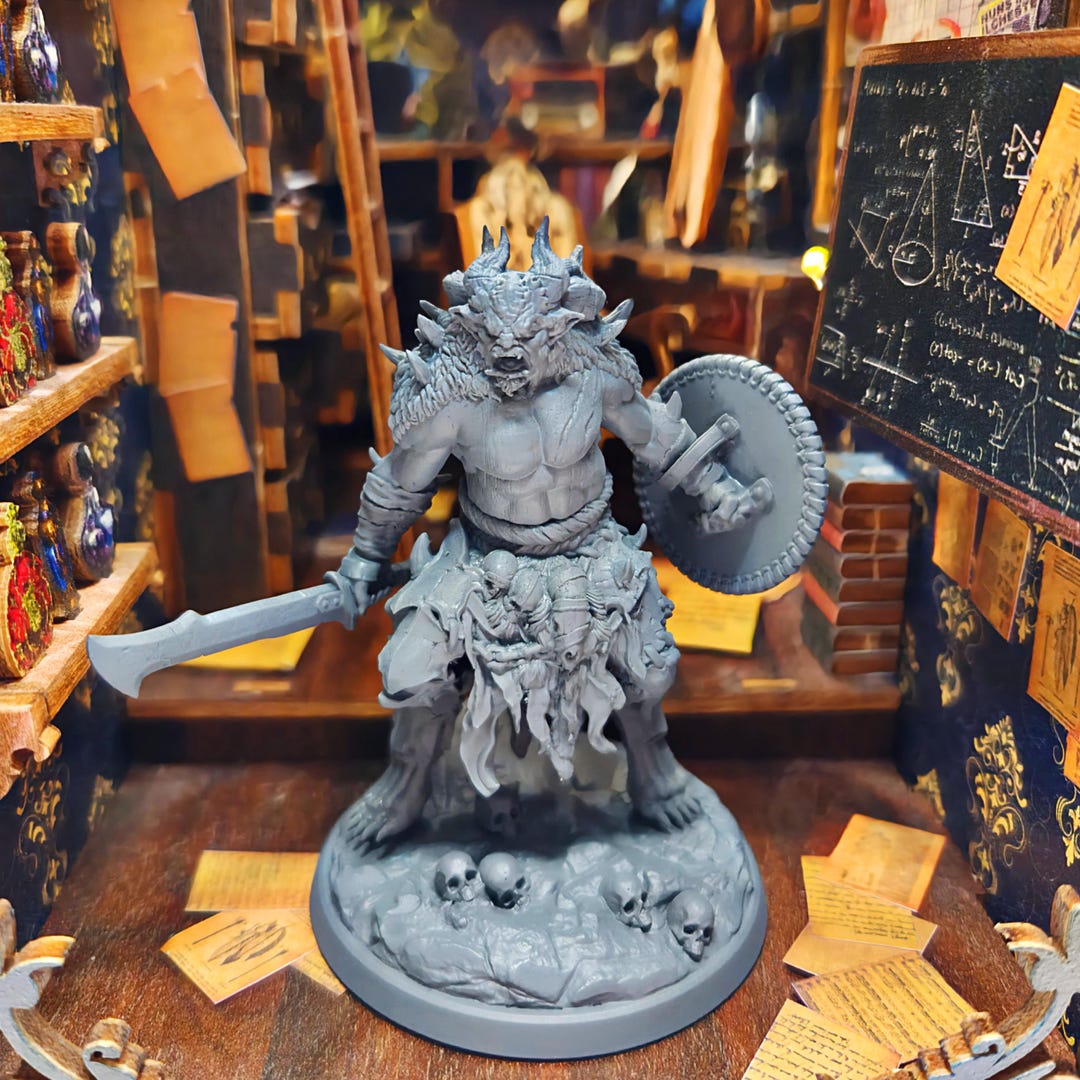 Horned Demon Warrior Miniature - Dnd Fantasy Tabletop RPG Figure With ...
