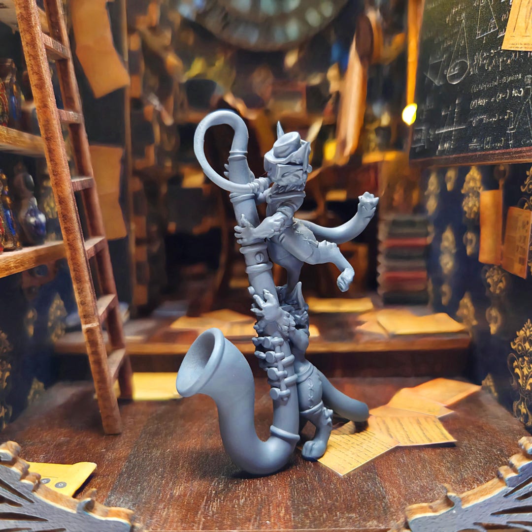 Tabaxi With Saxophone - 3D Printed Fantasy Miniatures: Customizable ...