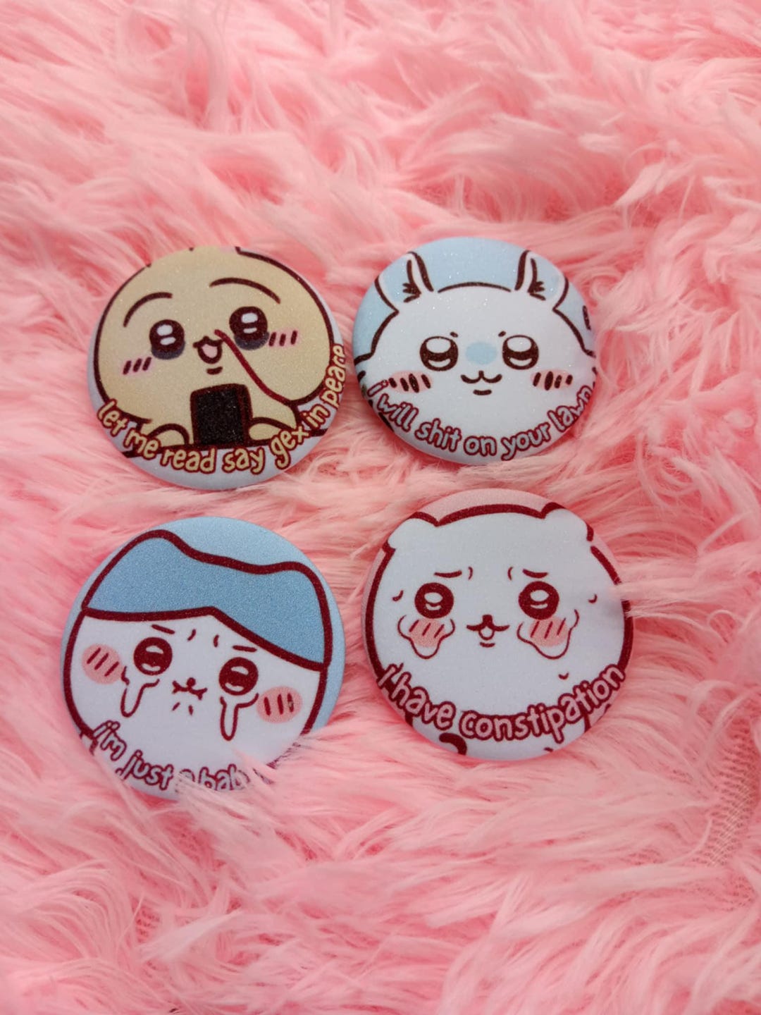 Crude Chiikawa Glitter Pins and Stickers - Etsy