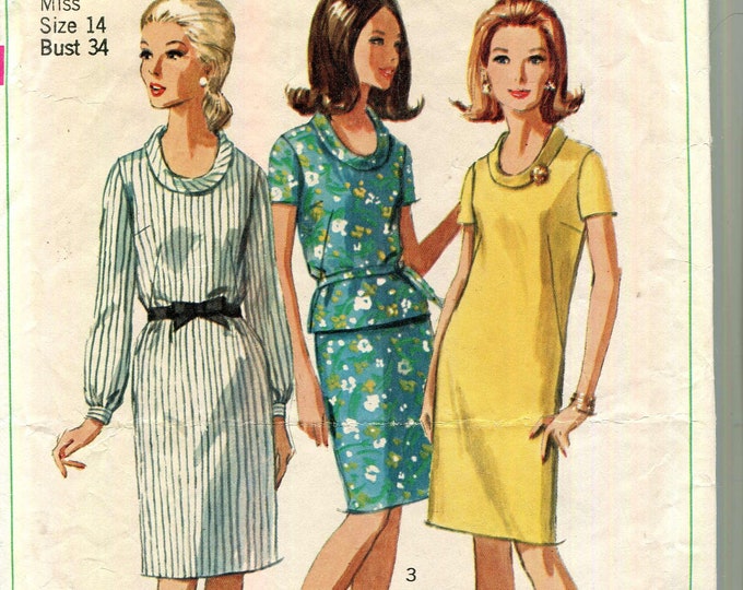 Mccall's 8124 Vintage 60s EASY Shift Dress Pattern - 32" Bust - Cut ...